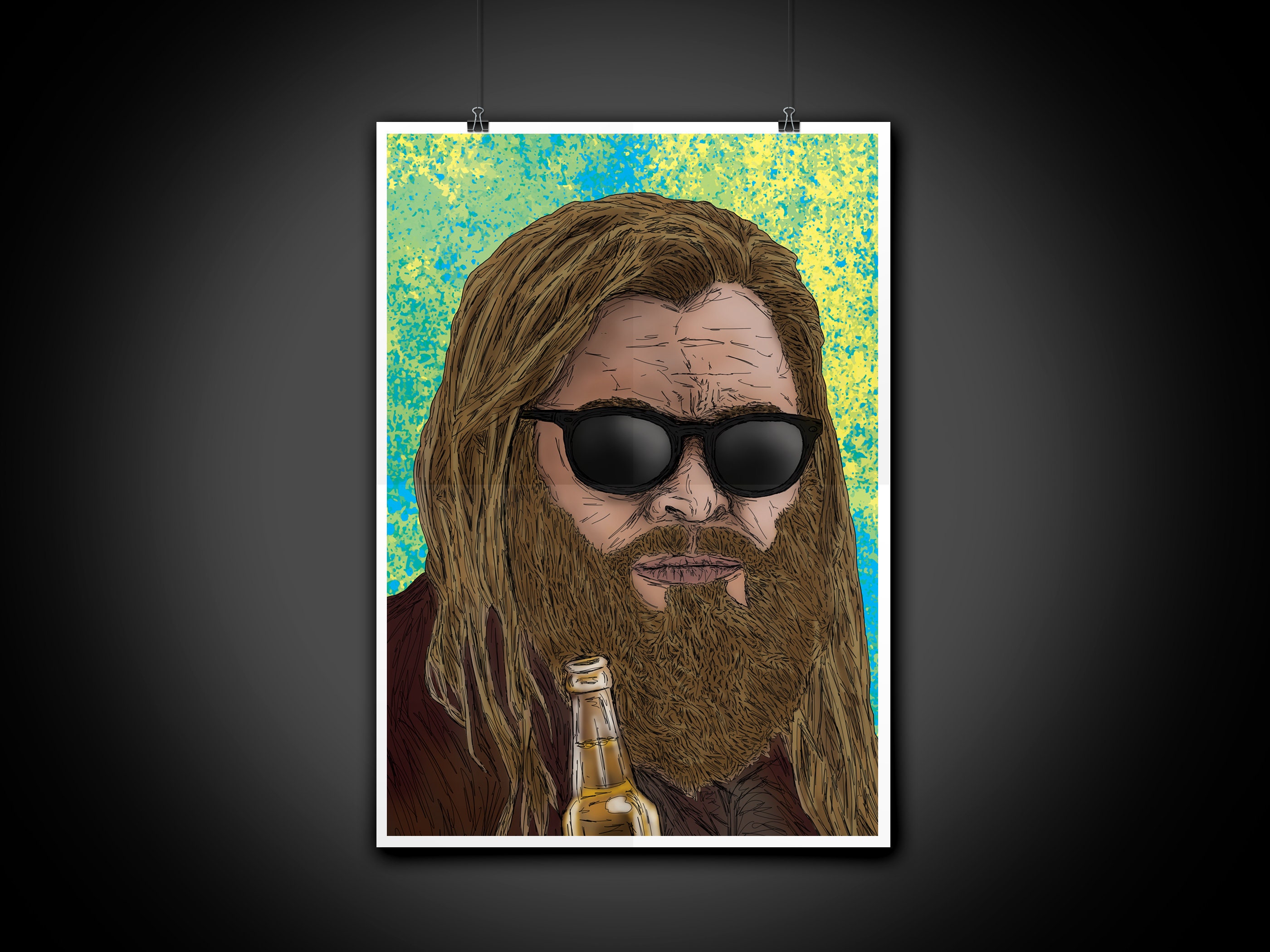 Fat Thor Color Portrait Art Illustration Print - Etsy Israel