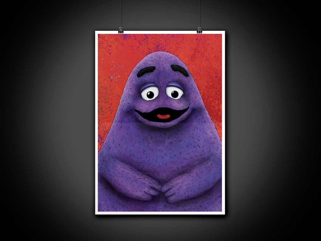 Grimace Mcdonalds Color Portrait Art Illustration Print Wall Art Home ...