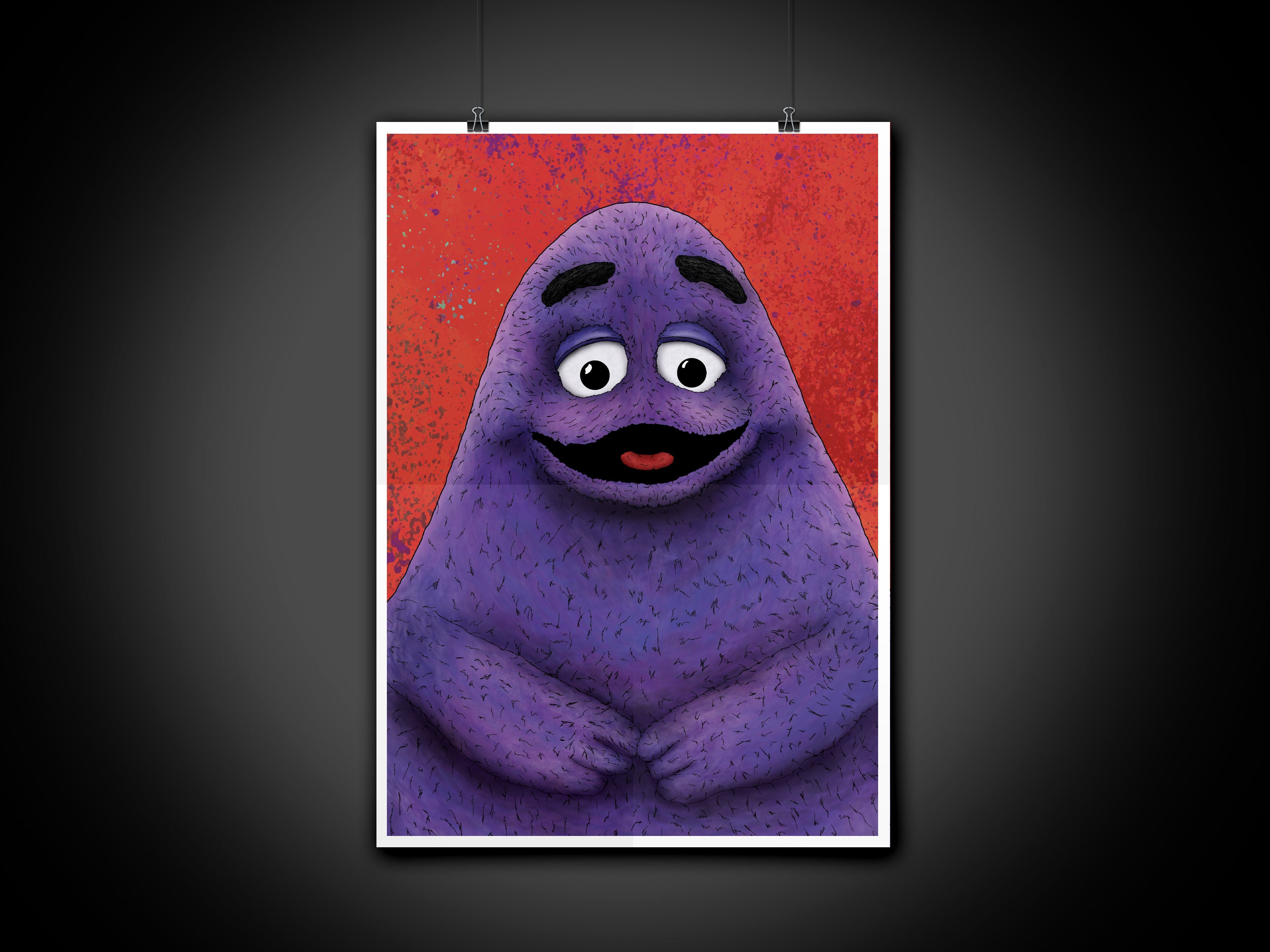 Grimace Mcdonalds Color Portrait Art Illustration Print Wall Art Home ...