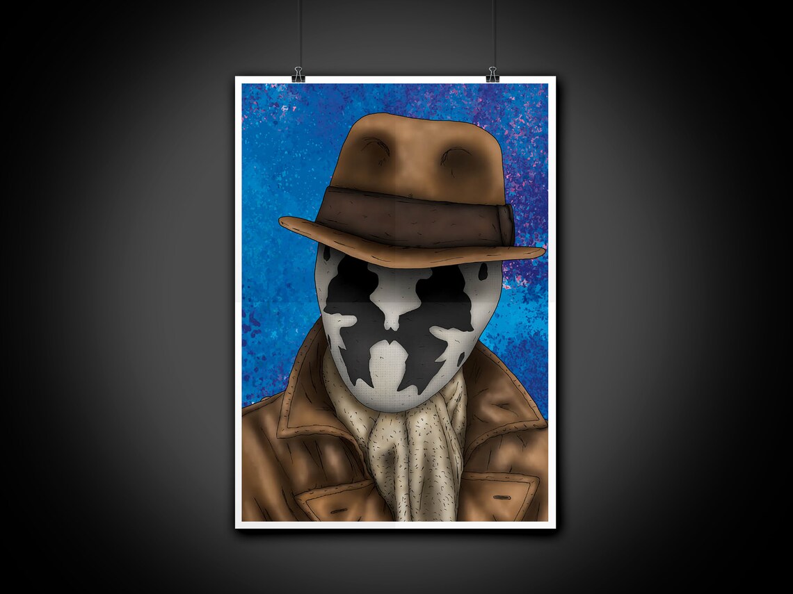 Rorschach Watchmen Color Portrait Art Illustration Print Wall Art Home ...
