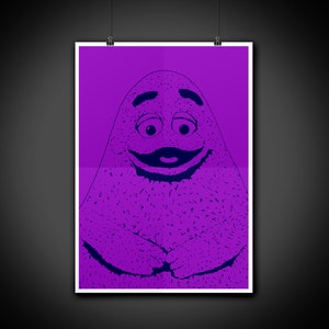 Grimace Mcdonalds Color Portrait Art Illustration Print Wall Art Home ...