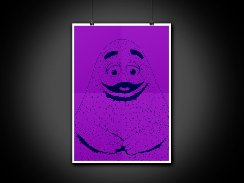 Grimace Mcdonalds Color Portrait Art Illustration Print Wall Art Home ...