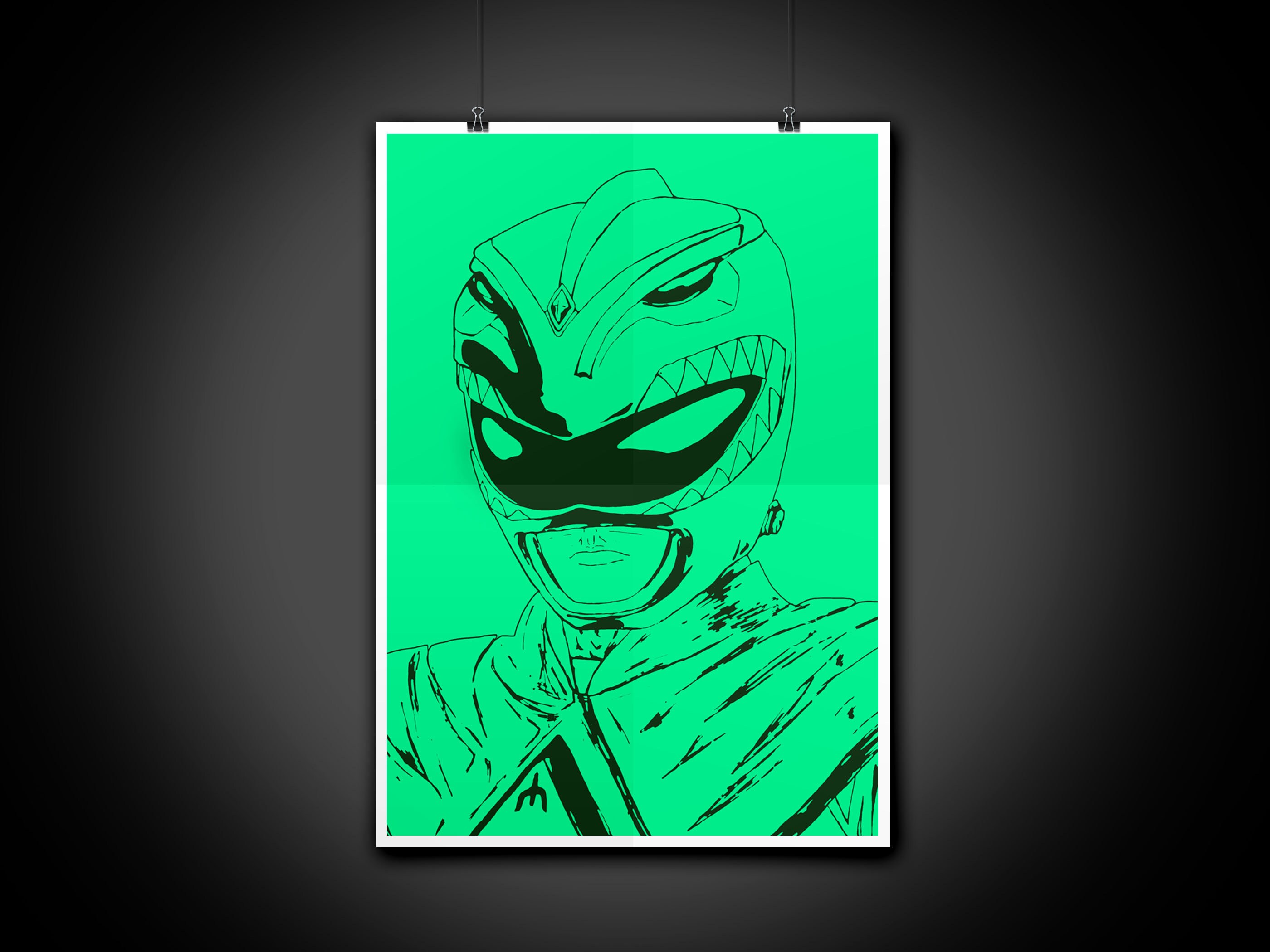 Power Rangers Green Ranger Color Portrait Art Illustration | Etsy