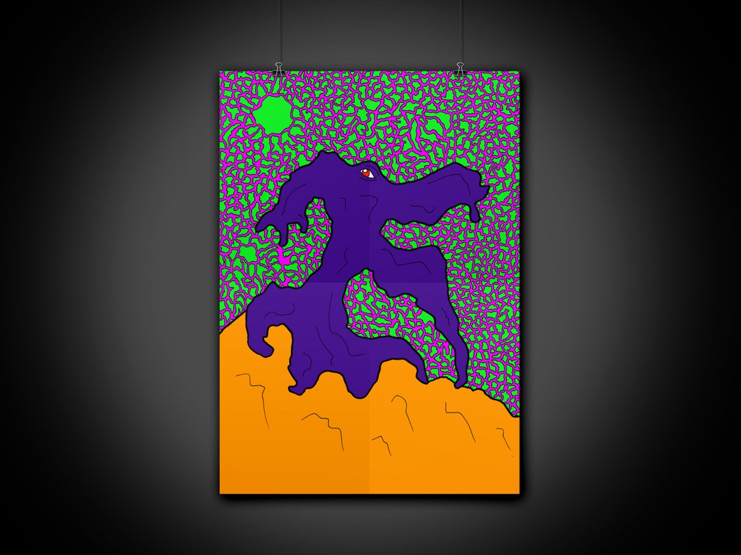 Abstract Space Alien (purple Enzyme) Psychedelic Art Illustration Print ...
