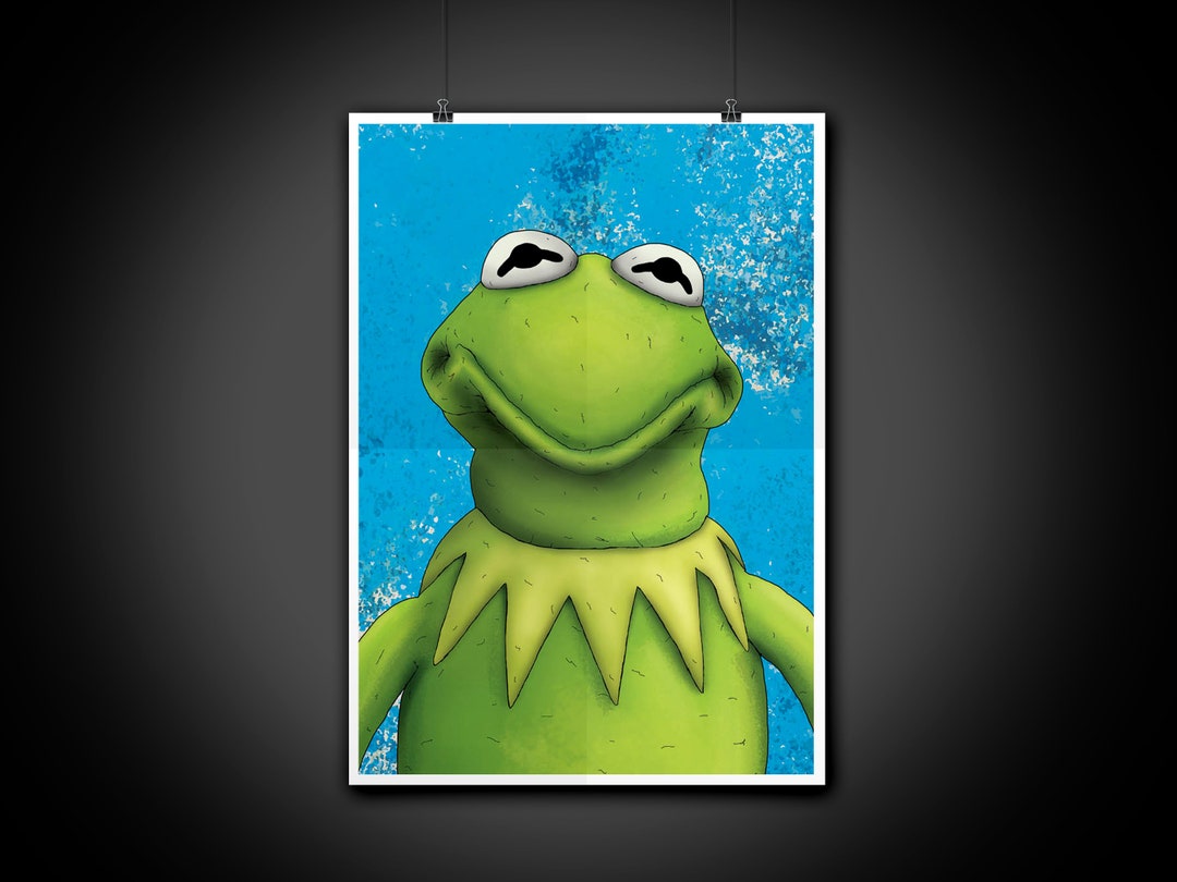 Kermit the Frog the Muppets Color Portrait Art Illustration Print Wall ...