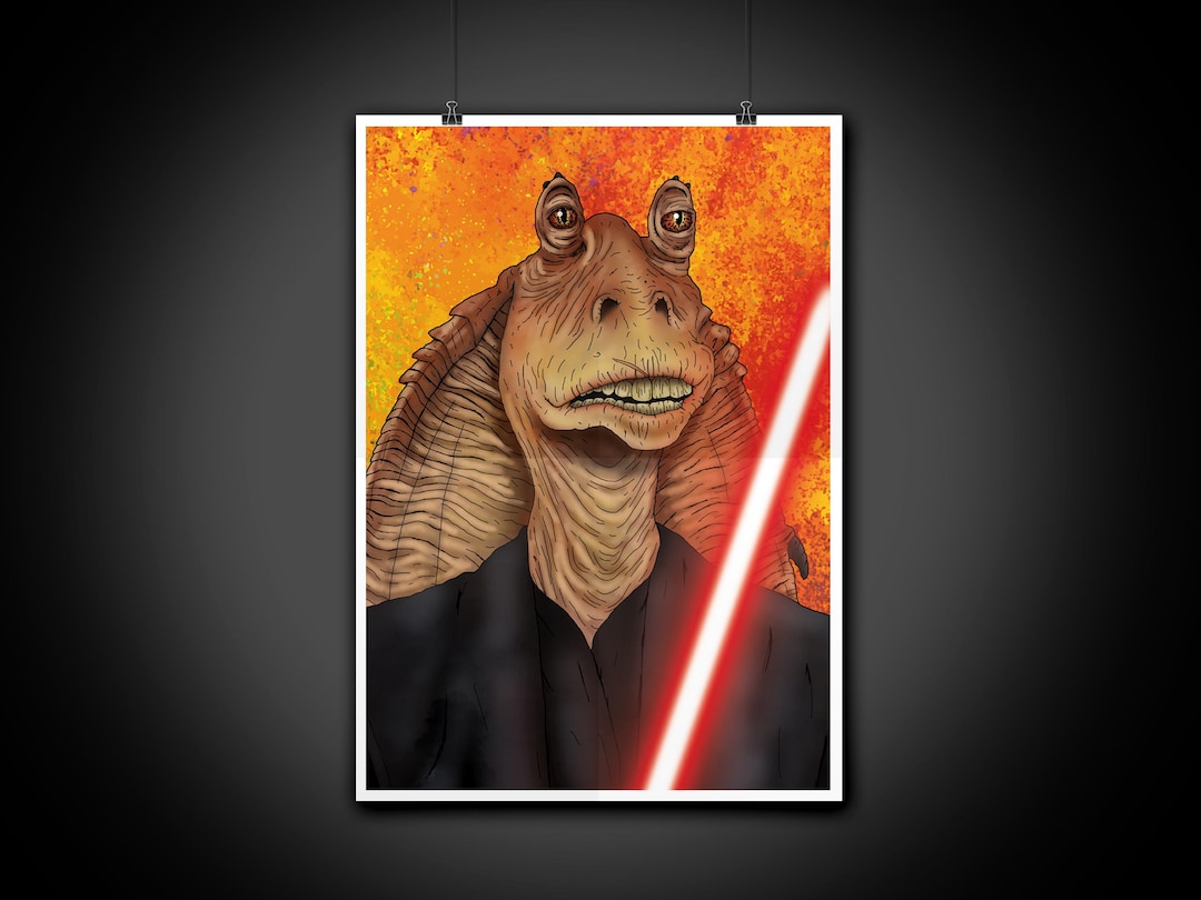 Darth Jar Jar Binks Color Portrait Art Illustration Print Wall Art ...