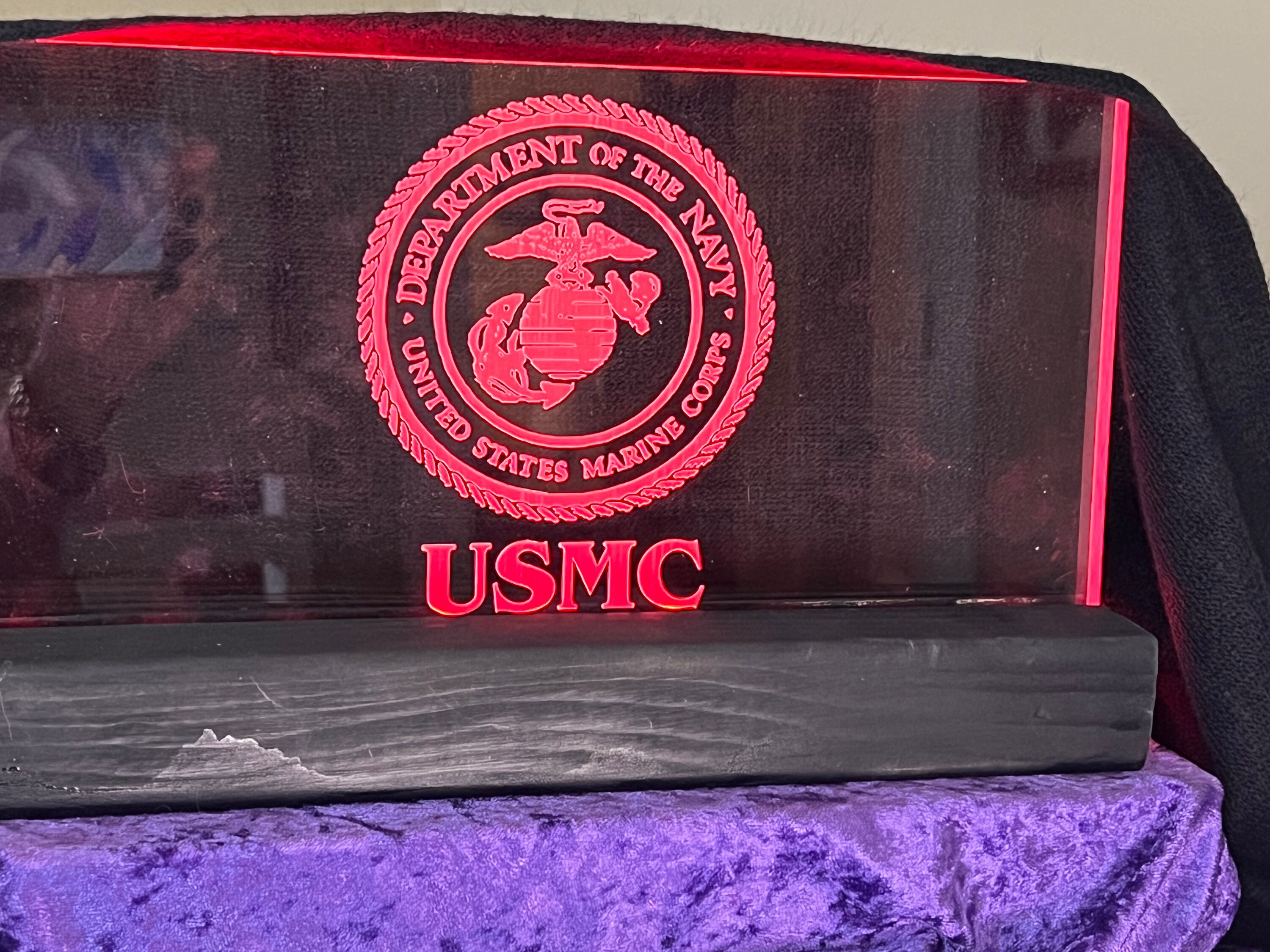 Laser Engraved US MARINES LED Lighted Sign W/wireless Remote Acrylic ...