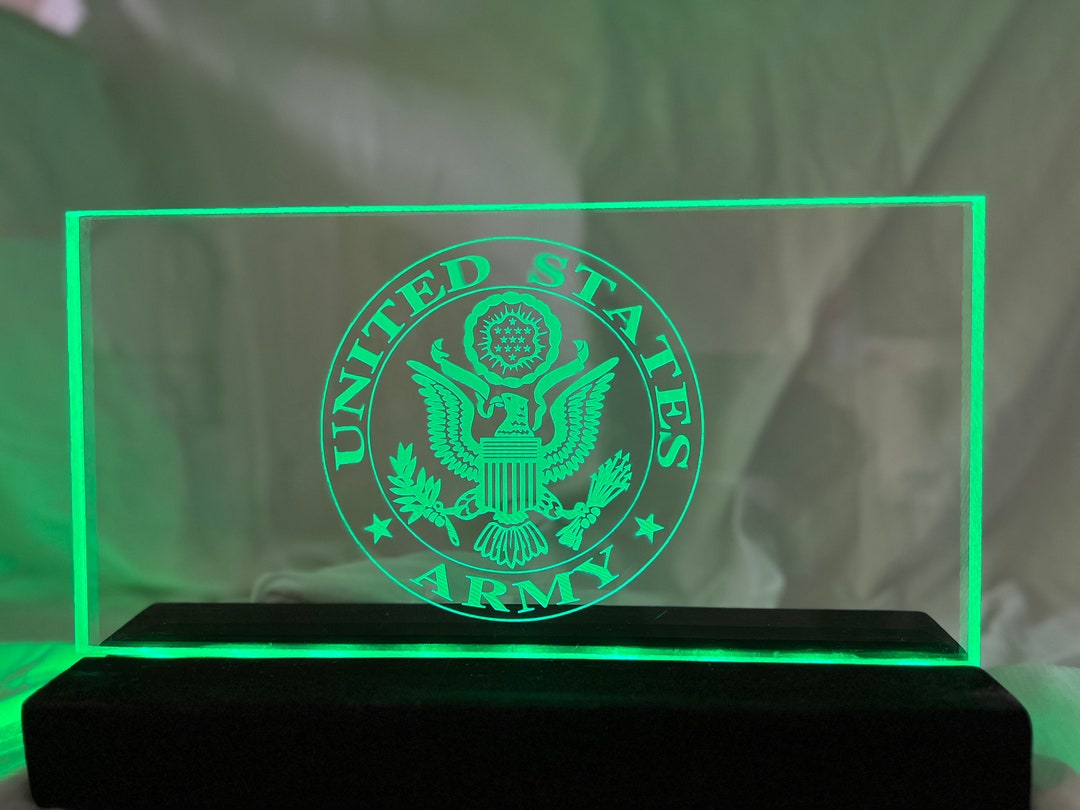 Laser Engraved Army LED Lighted Sign W/wireless Remote Acrylic Military ...