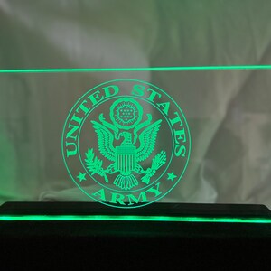 Laser Engraved Army LED Lighted Sign W/wireless Remote Acrylic Military ...