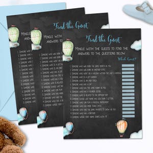 Find the Guest Guessing Game Birthday Party Game Chalkboard Blue Hot ...