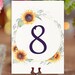 Sunflowers Wedding Table Numbers Fall Wedding Decor Banquet Table ...
