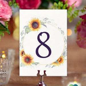 Sunflowers Wedding Table Numbers Fall Wedding Decor Banquet Table ...