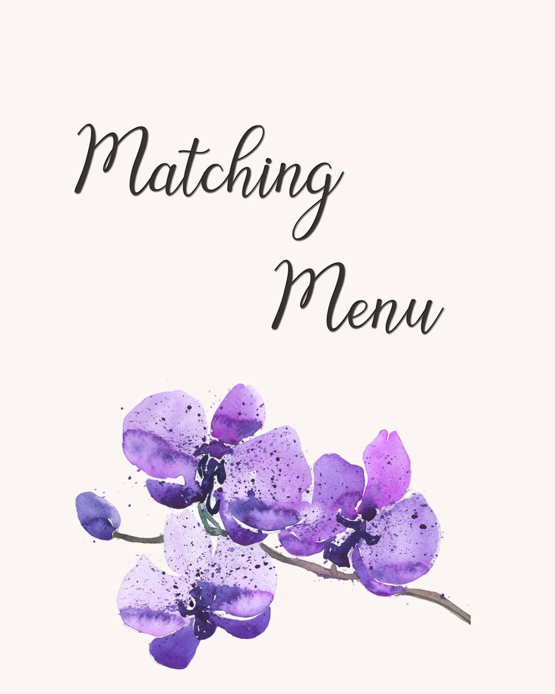 Matching Menu Card Personalized Menu Card