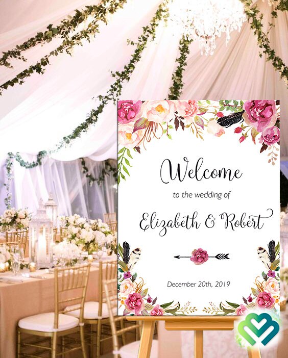 Peonies Wedding Welcome Sign Bohemian Wedding Floral Rustic | Etsy
