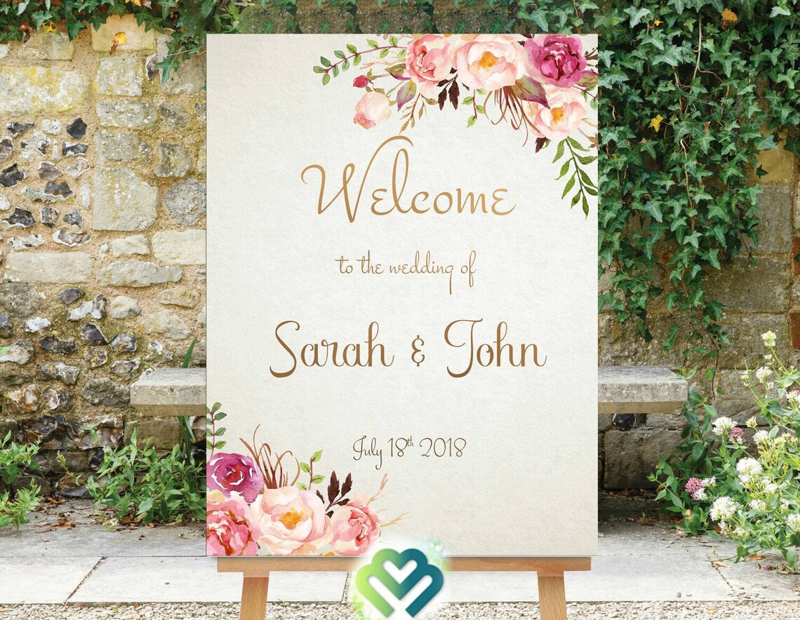 Wedding Welcome Sign Blush Pink Peonies Wedding Welcome Sign Printable ...