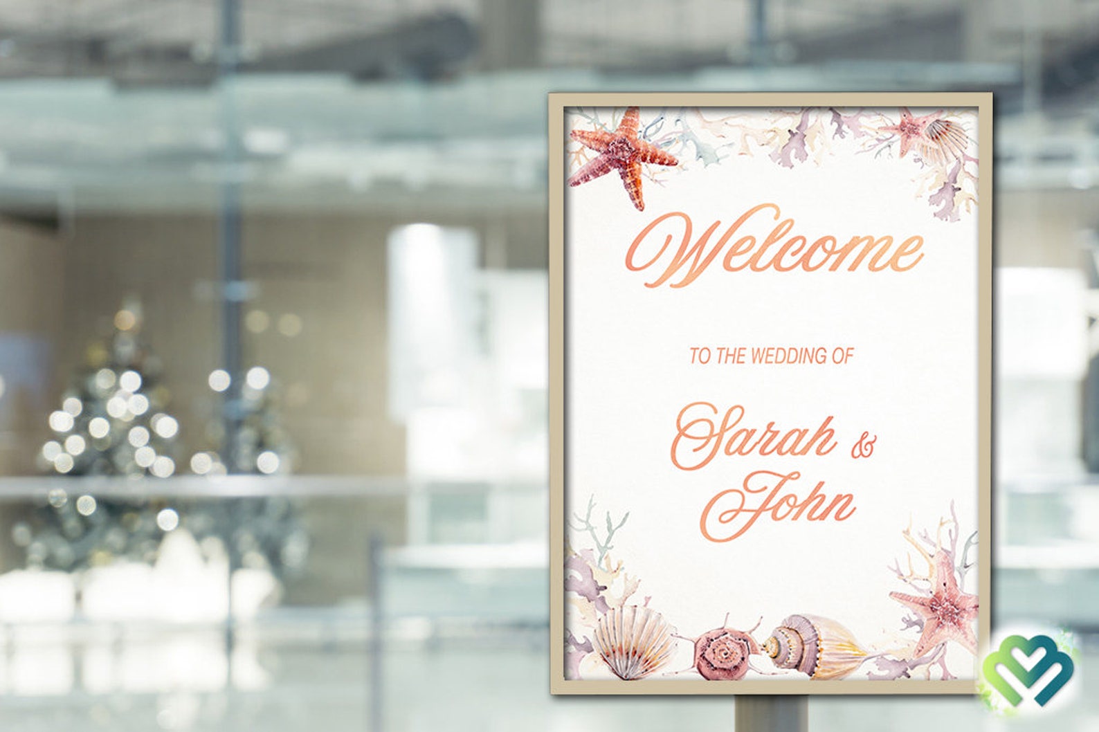 Beach Wedding Welcome Sign Seaside Wedding Sign Ocean Coral - Etsy