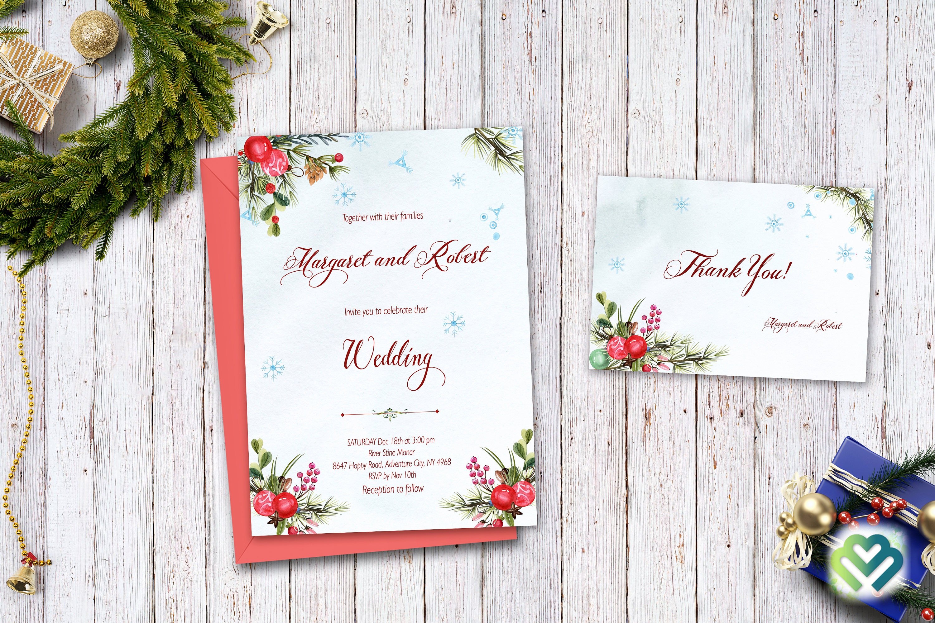 Winter Christmas Wedding Invitation Set Wedding Invitation - Etsy