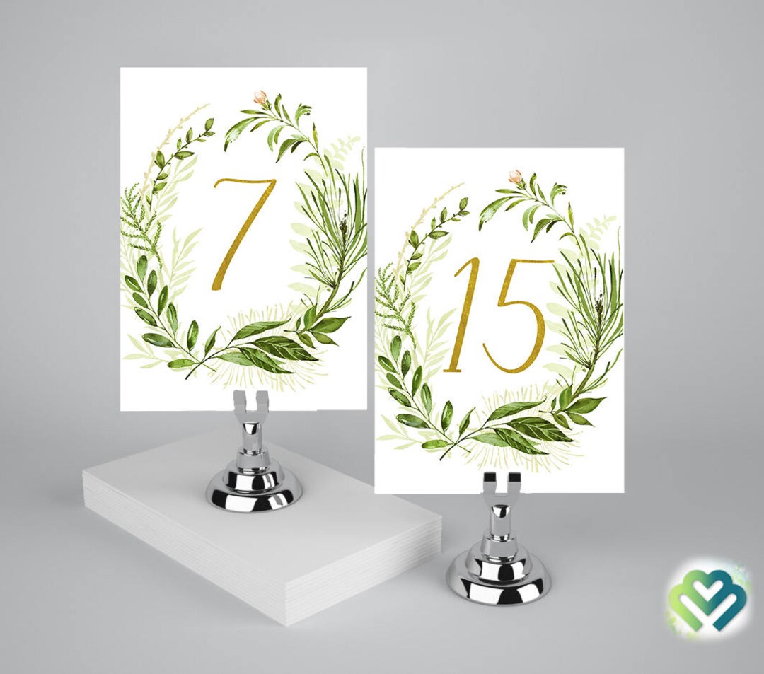 Woodland Wedding Table Numbers Printable Table Numbers 1-10 Green ...