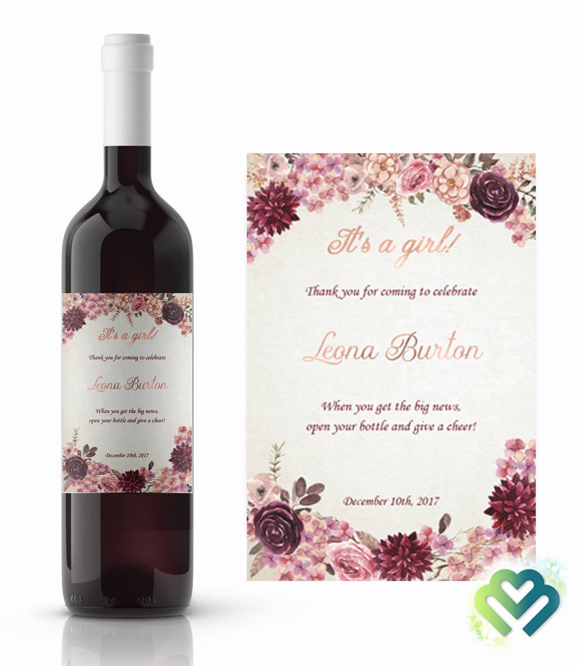 Mini Wine Bottle Labels It's a Girl Baby Shower Wine | Etsy
