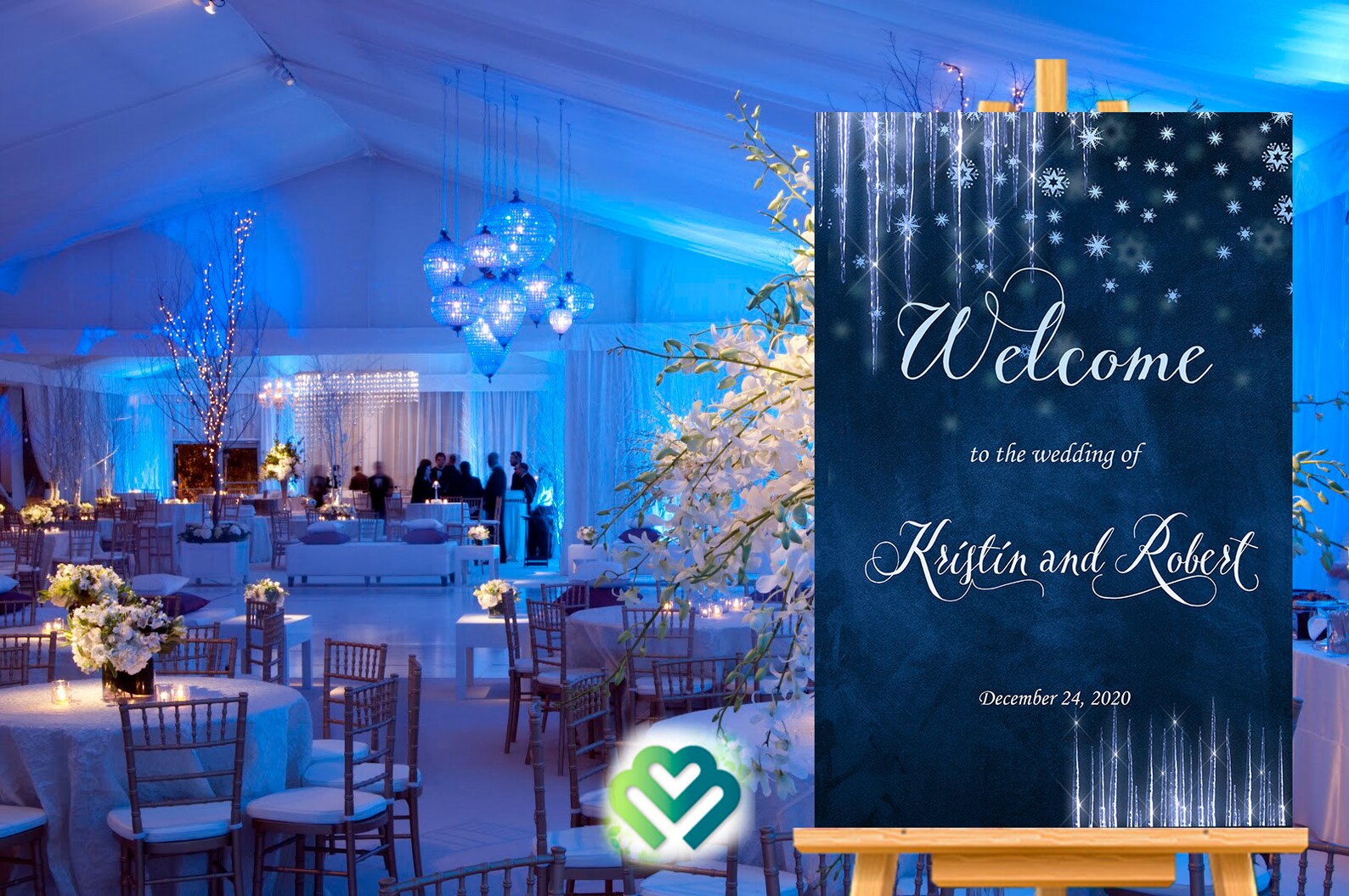 Winter Wedding Welcome Sign Snowflake Blue Wedding Reception | Etsy
