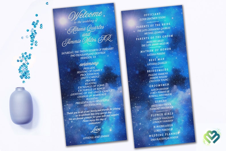 Starry Night Wedding Program Printable Ceremony Program Galaxy - Etsy