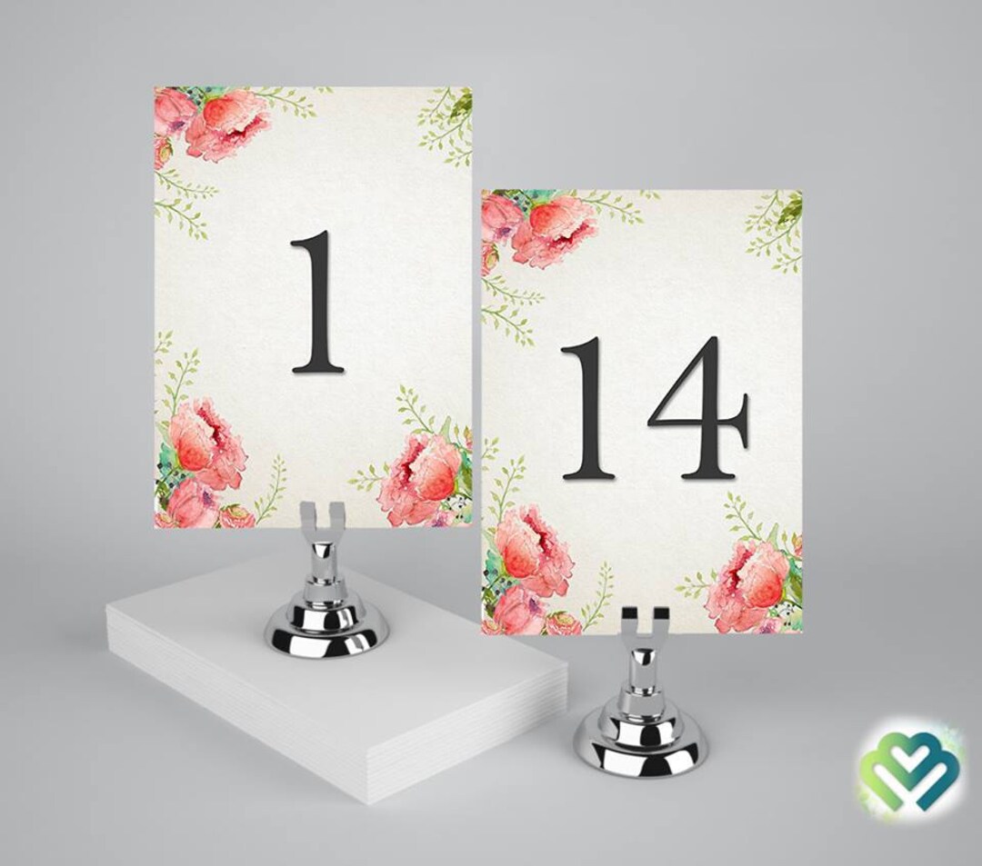 Wedding Table Numbers Printable Table Numbers 1-30 Spring Floral Table ...