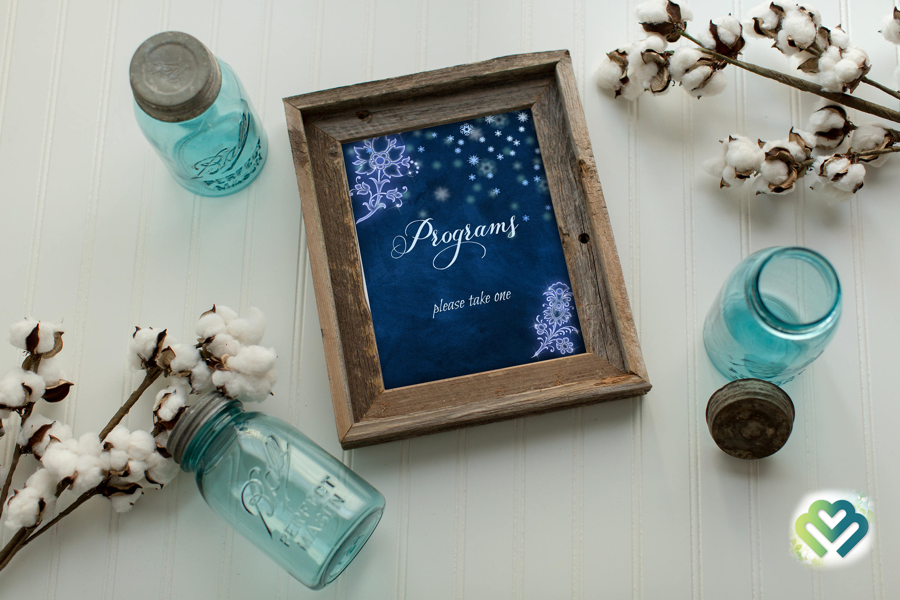 Blue Winter Wedding Programs Sign Snow Winter Wedding Sign Printable ...