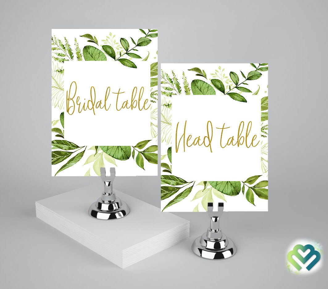 Woodland Wedding Table Numbers Printable Table Numbers 1-10 Green ...