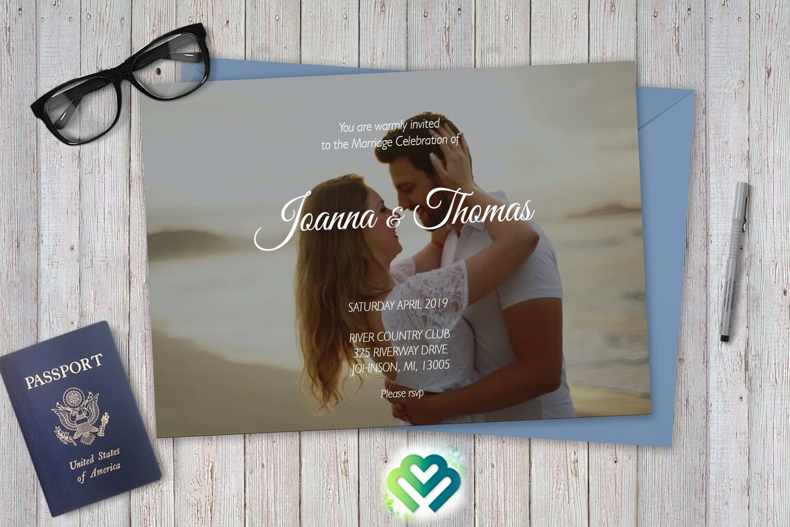 Photo Wedding Invitation Picture Card Modern Wedding | Etsy