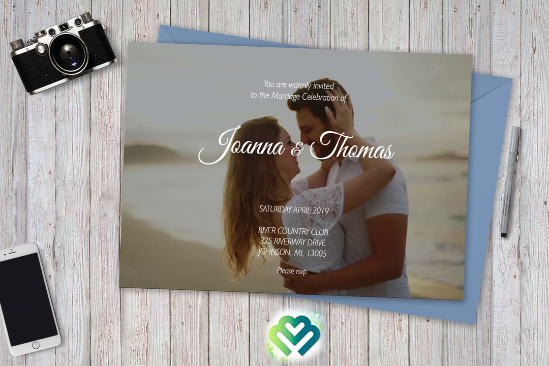 Photo Wedding Invitation Picture Card Modern Wedding Stationery ...