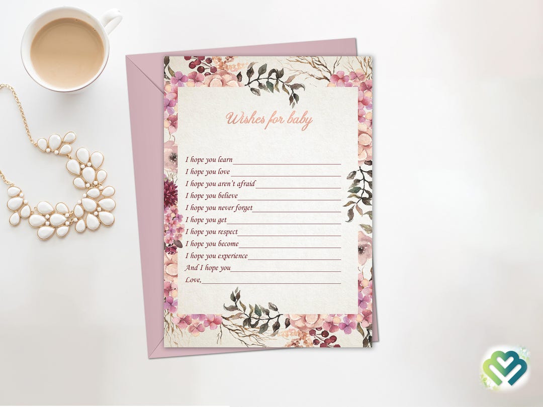 Wishes for Baby Game Baby Shower Wish Game Baby Girl Shower Games Rose ...