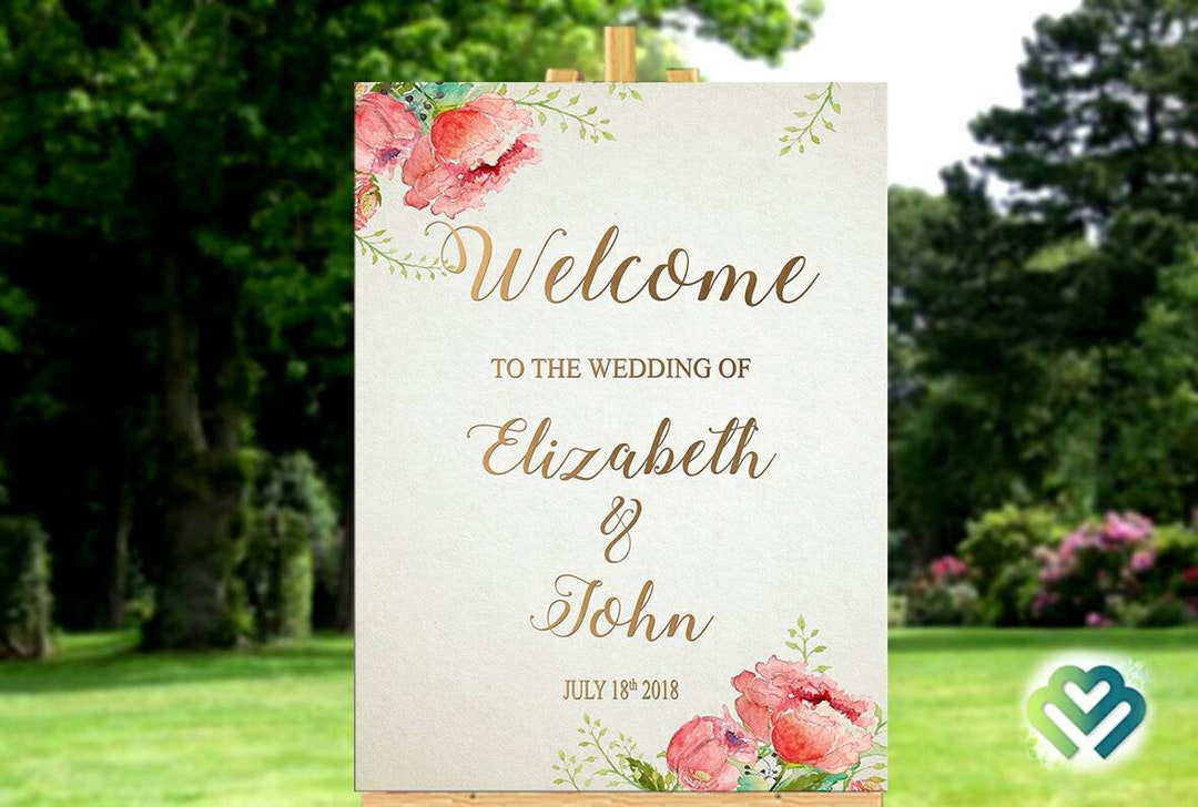 Printable Wedding Welcome Sign Spring Floral Wedding Welcome Sign ...