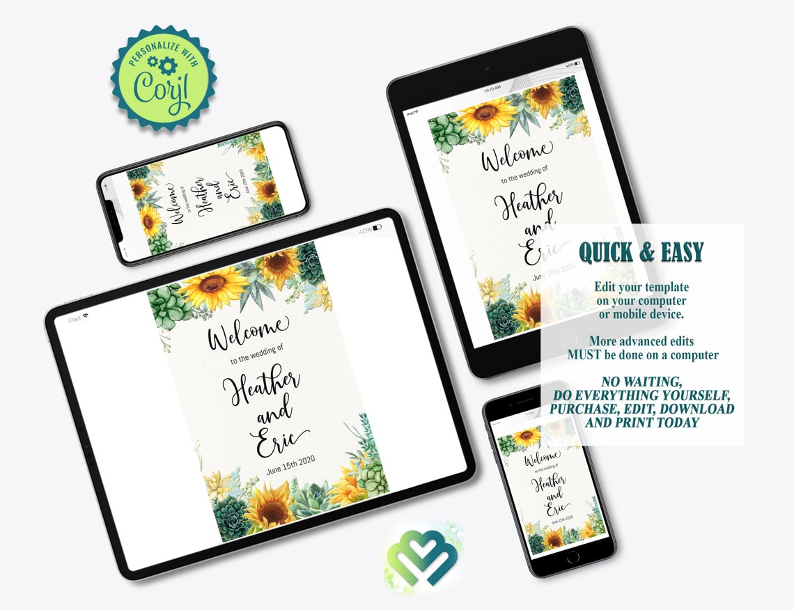 Editable Sunflowers Succulent Fall Welcome Sign Country - Etsy