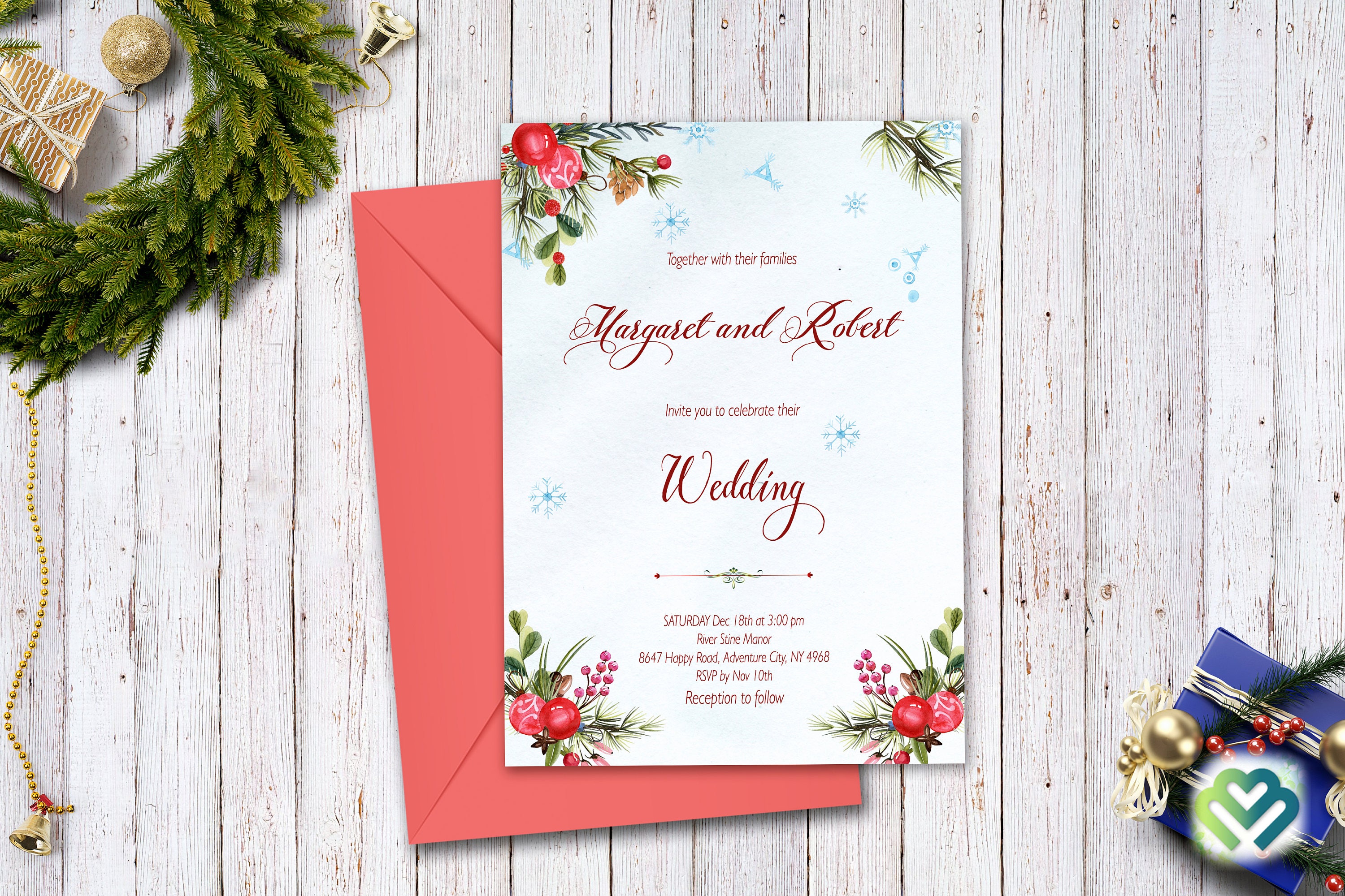 Winter Christmas Wedding Invitation Set Wedding Invitation - Etsy