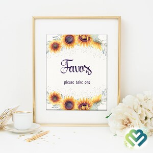 Sunflowers Favors Wedding Sign Wedding Floral Sign Printable Poster ...