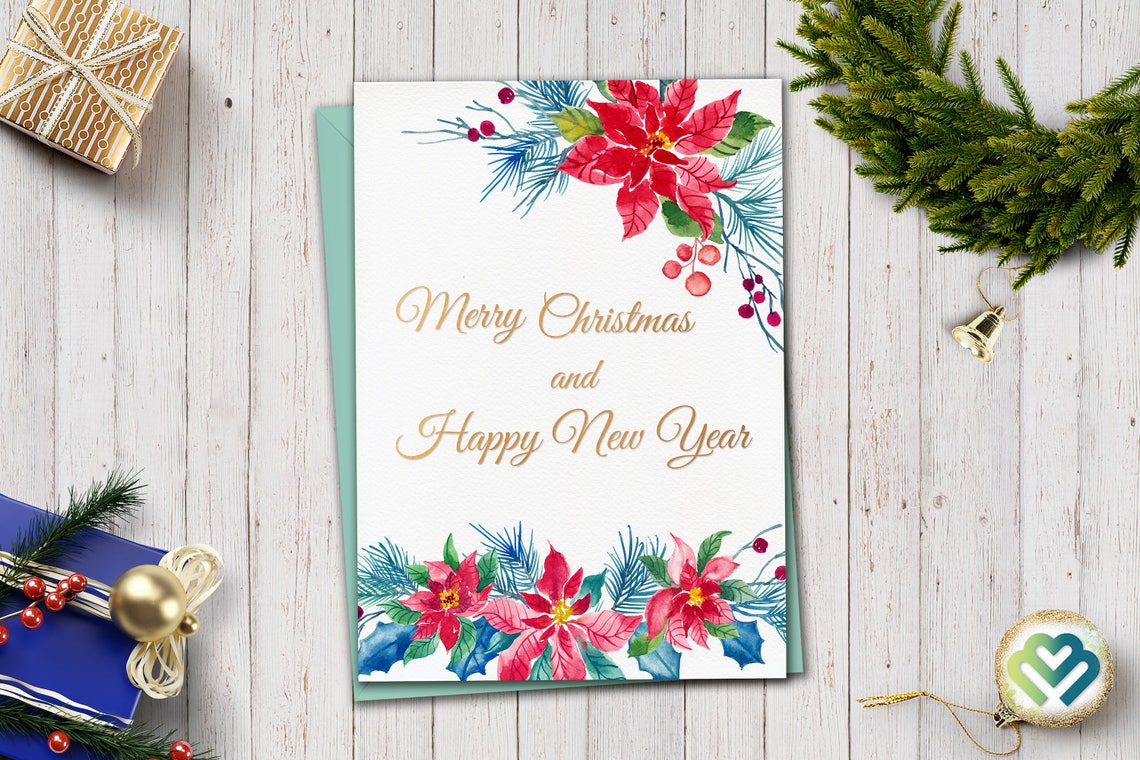 Merry Christmas and Happy New Year Card Christmas Card - Etsy