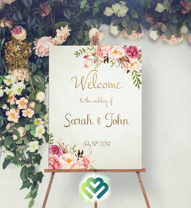 Wedding Welcome Sign Blush Pink Peonies Wedding Welcome Sign | Etsy