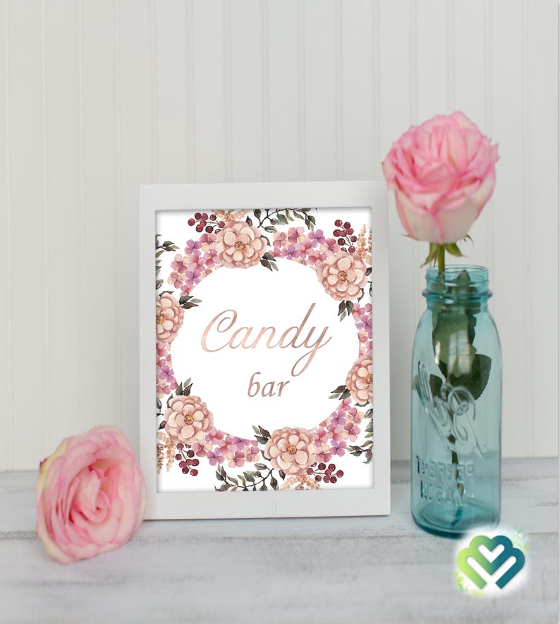 Candy Bar Sign Baby Shower Sign Printable Card Baby Shower Sign Floral ...