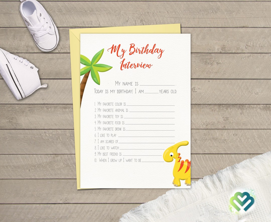 My Birthday Interview Party Game Dinosaur Boy's Birthday Games Cute ...