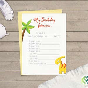 My Birthday Interview Party Game Dinosaur Boy's Birthday Games Cute ...