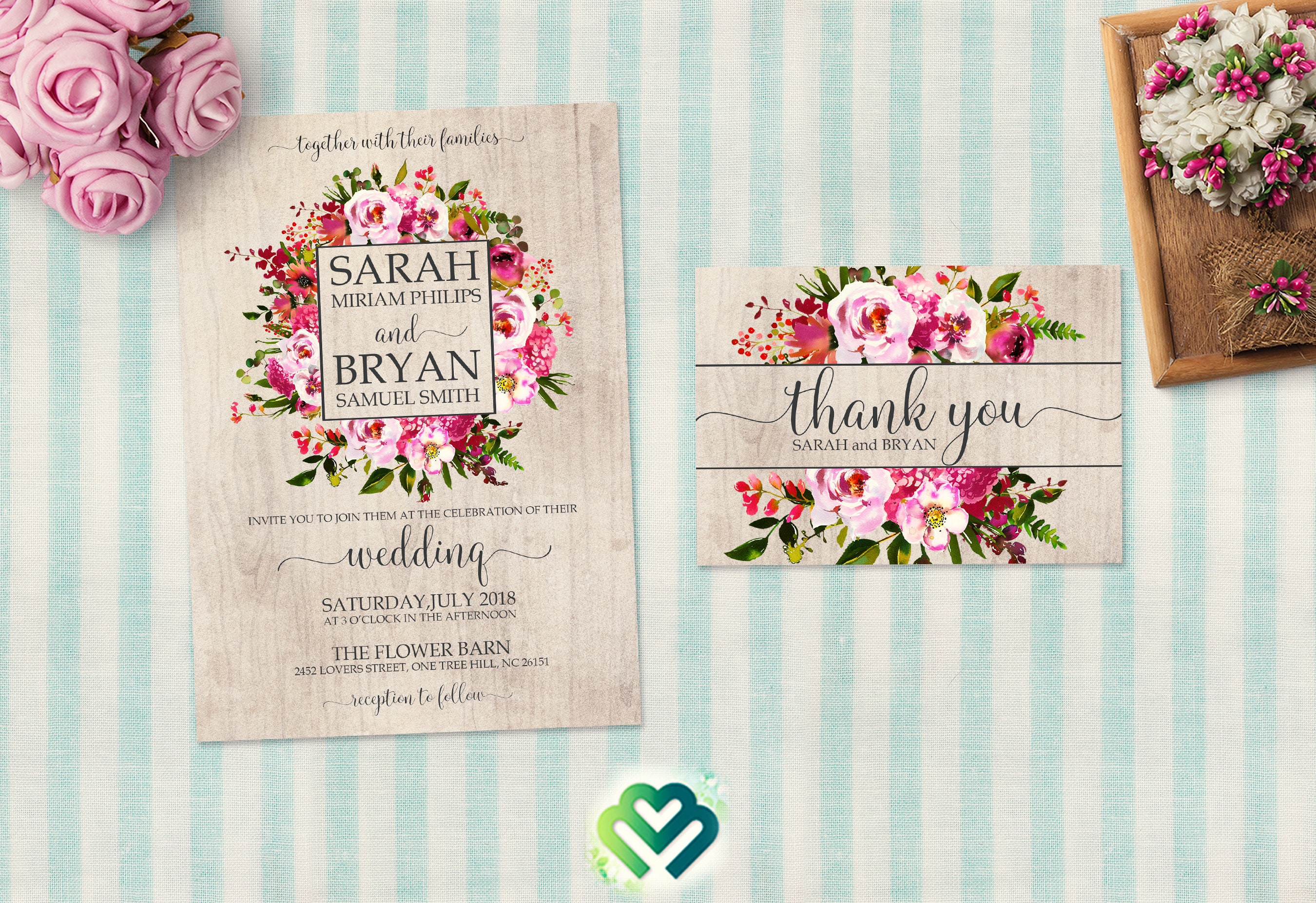 Pink Peonies Wedding Invitation Set Floral Wedding Invite | Etsy