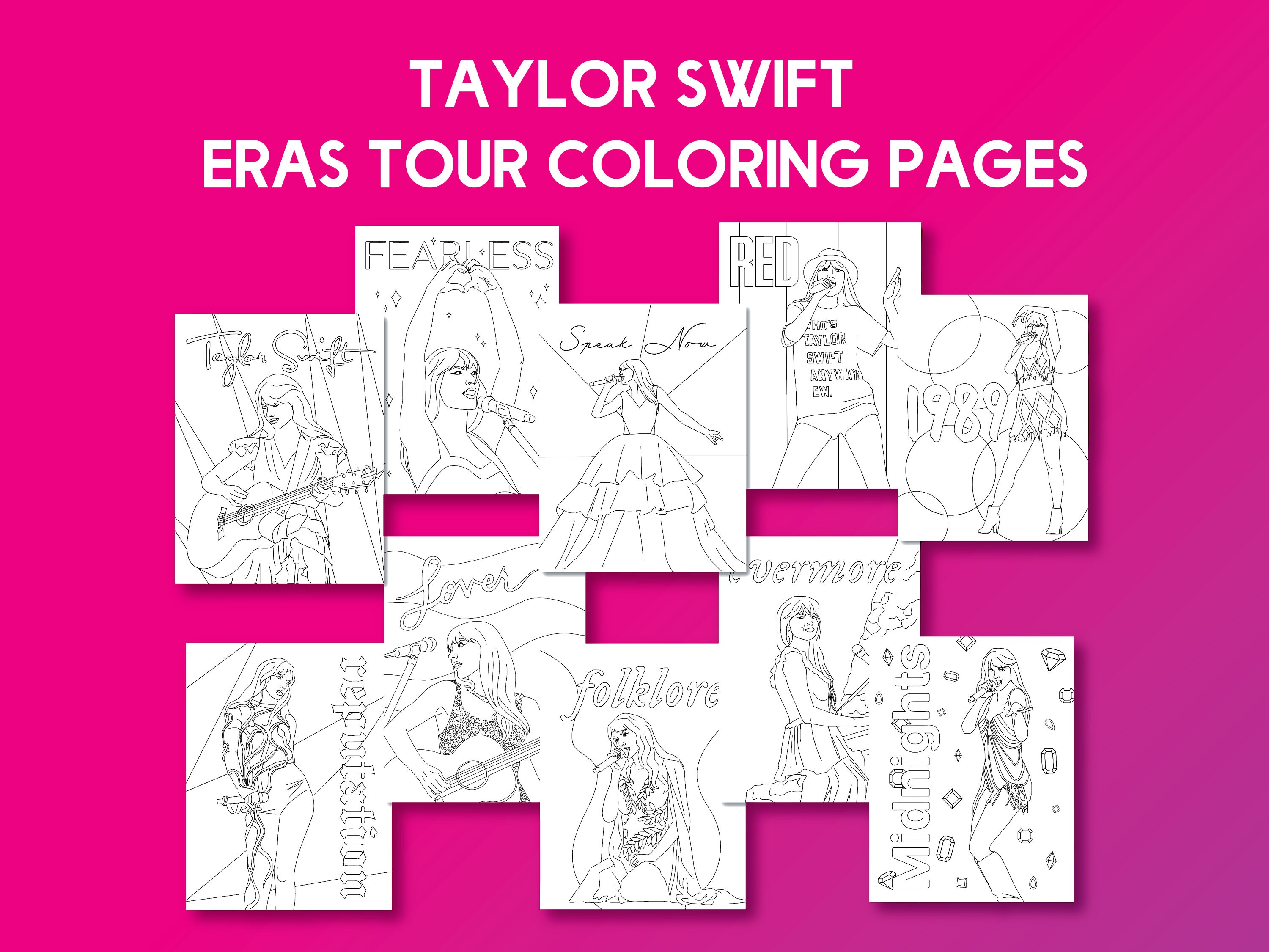 Taylor Eras Tour Coloring Pages, Albums, Swifties Coloring, Instant ...