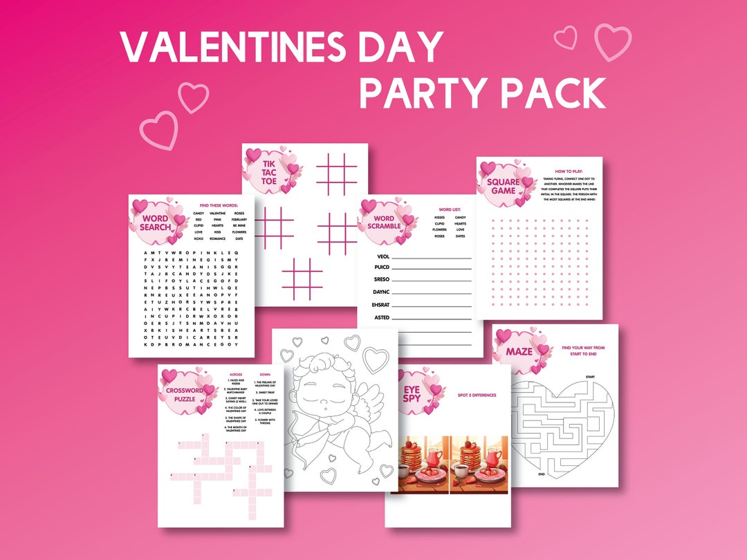 Valentines Day Party Pack Printable Kids Activities Valentines Day ...