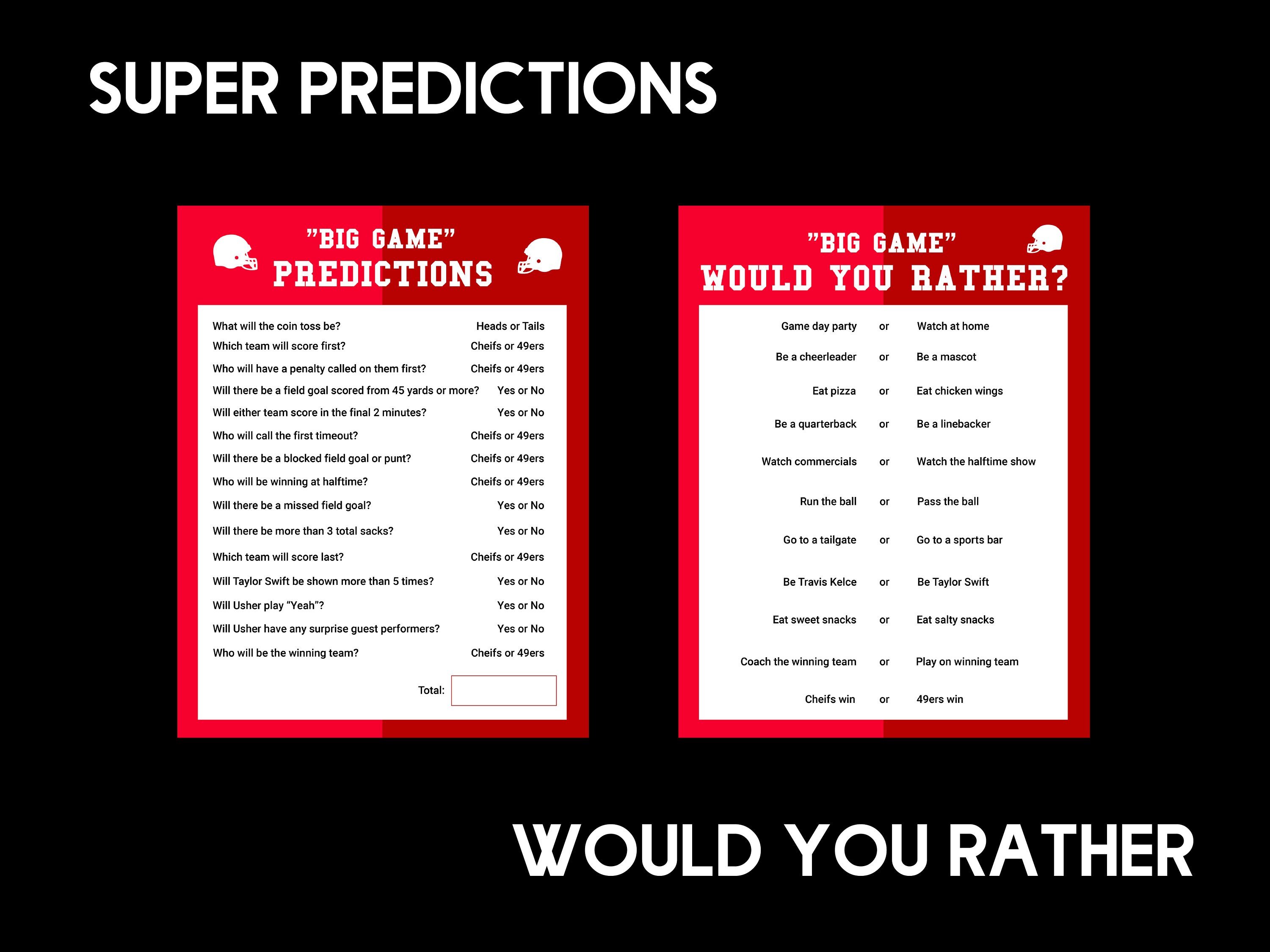 Super Bowl Party Games 2024, Big Game, Commercial Bingo, 49ers Chiefs ...