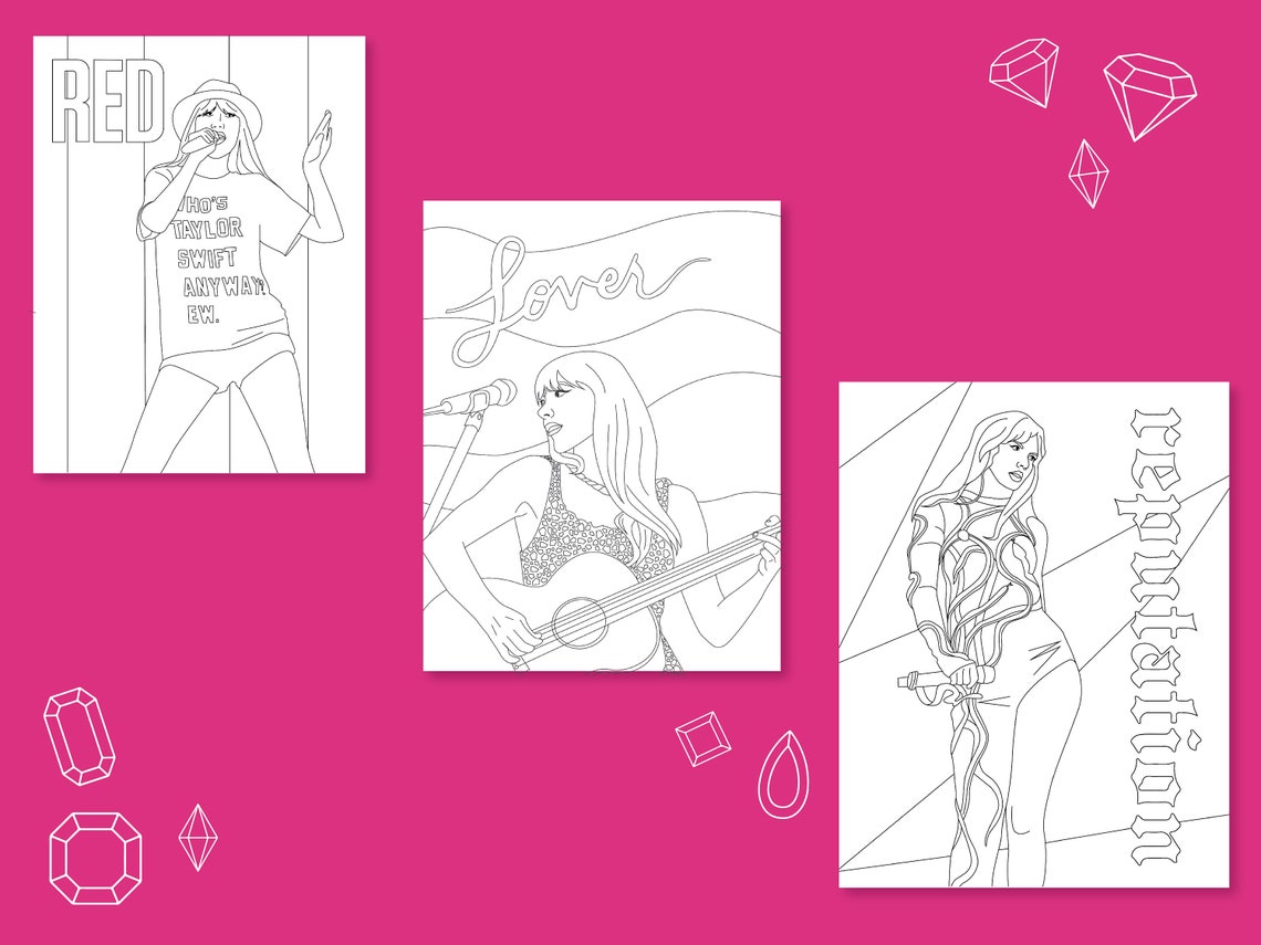 Taylor Eras Tour Coloring Pages, Albums, Swifties Coloring, Instant ...