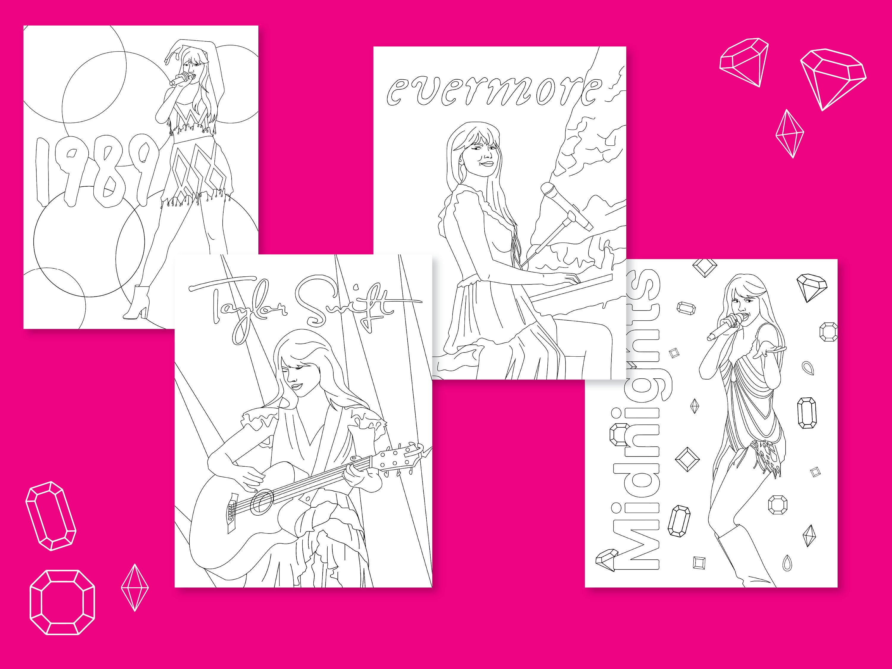 Taylor Eras Tour Coloring Pages, Albums, Swifties Coloring, Instant ...