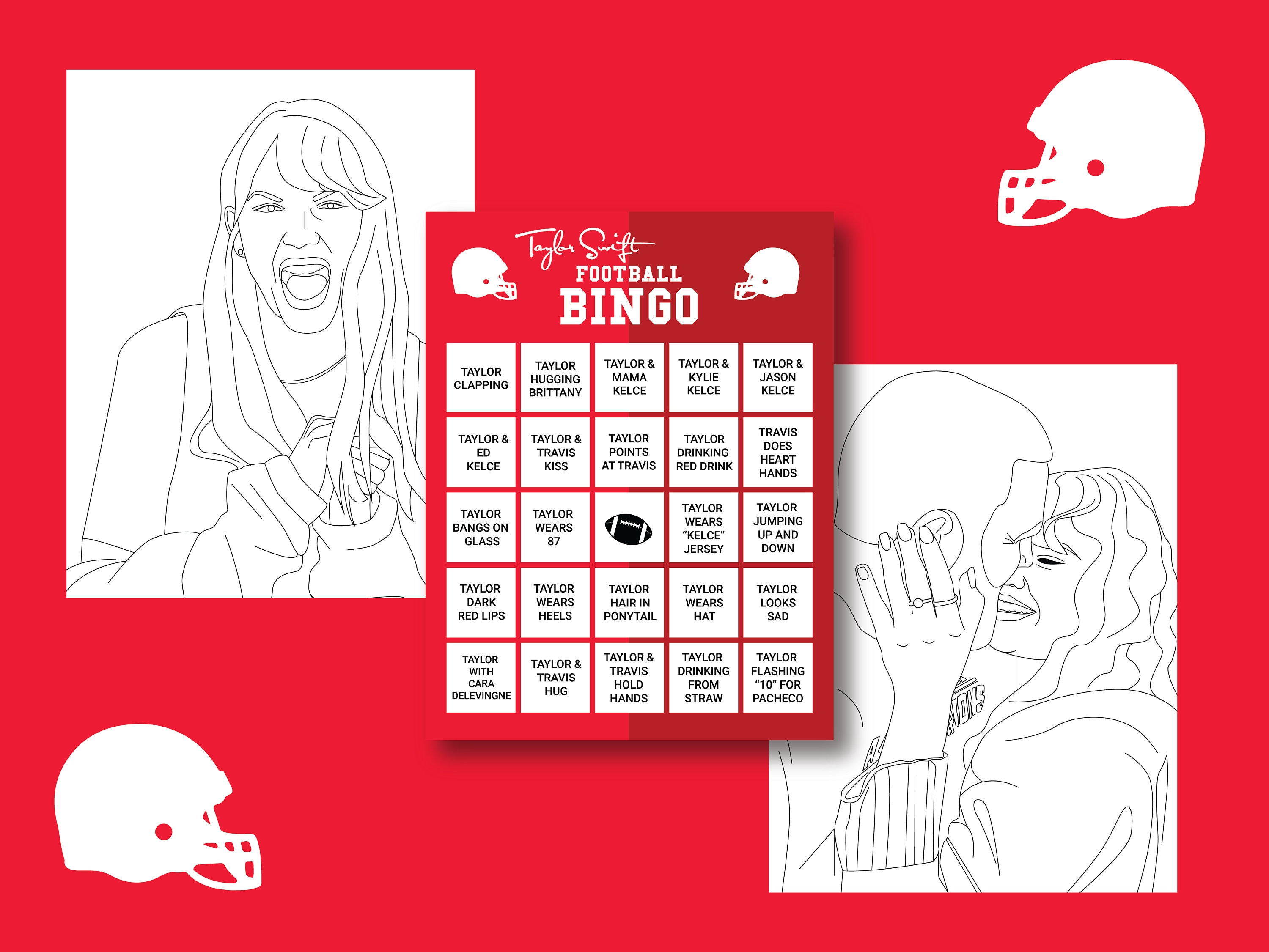 Taylor Swift Football Coloring Pages Taylor and Travis Coloring Book ...