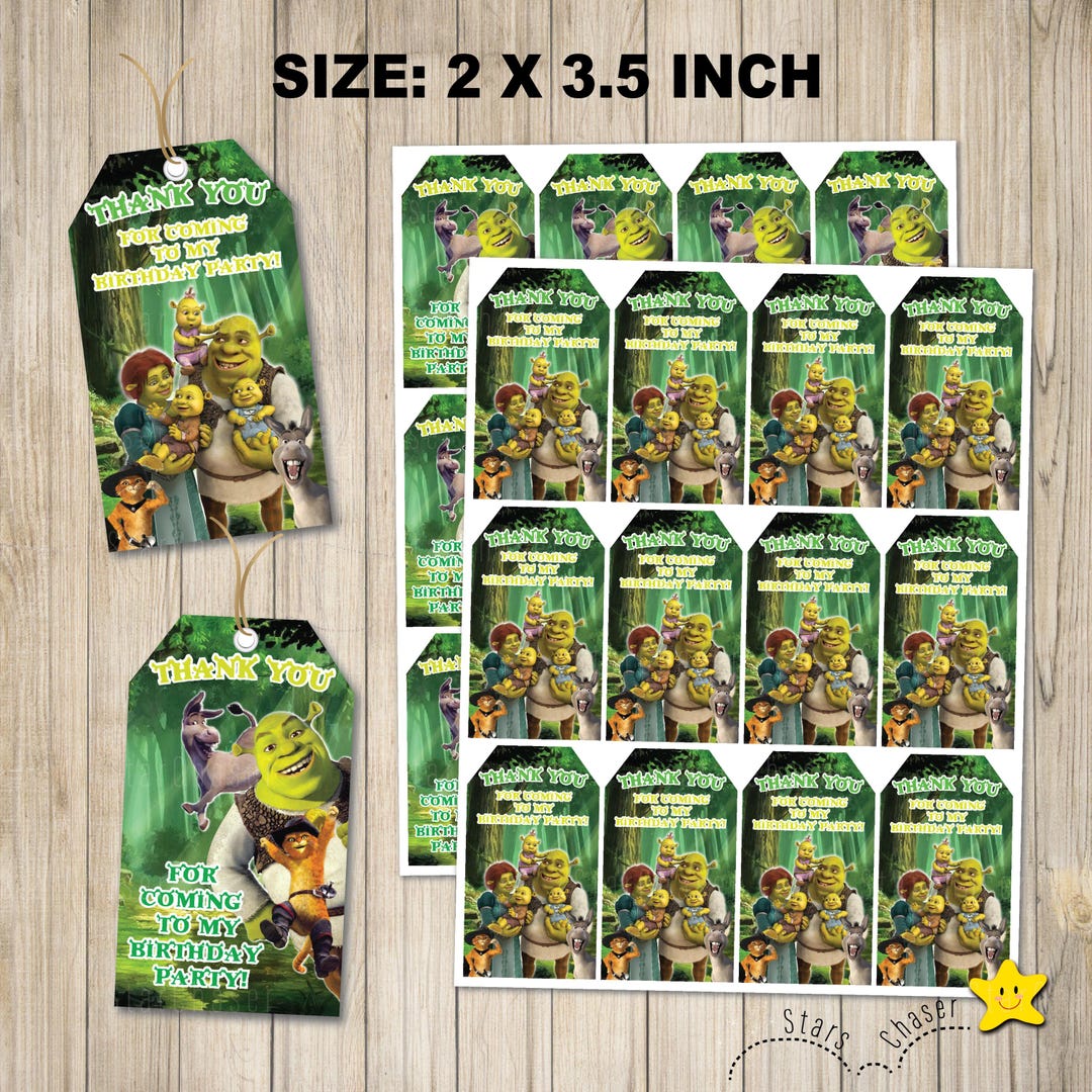Instant Download - Digital Favor Tags Goodies Bag Tags Shrek's Thank ...