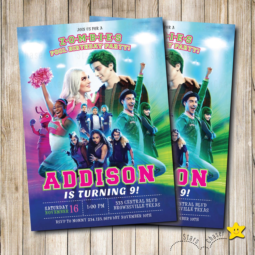 Digital Personalized Birthday Invitation. Zombies Party Invite. Zombies ...