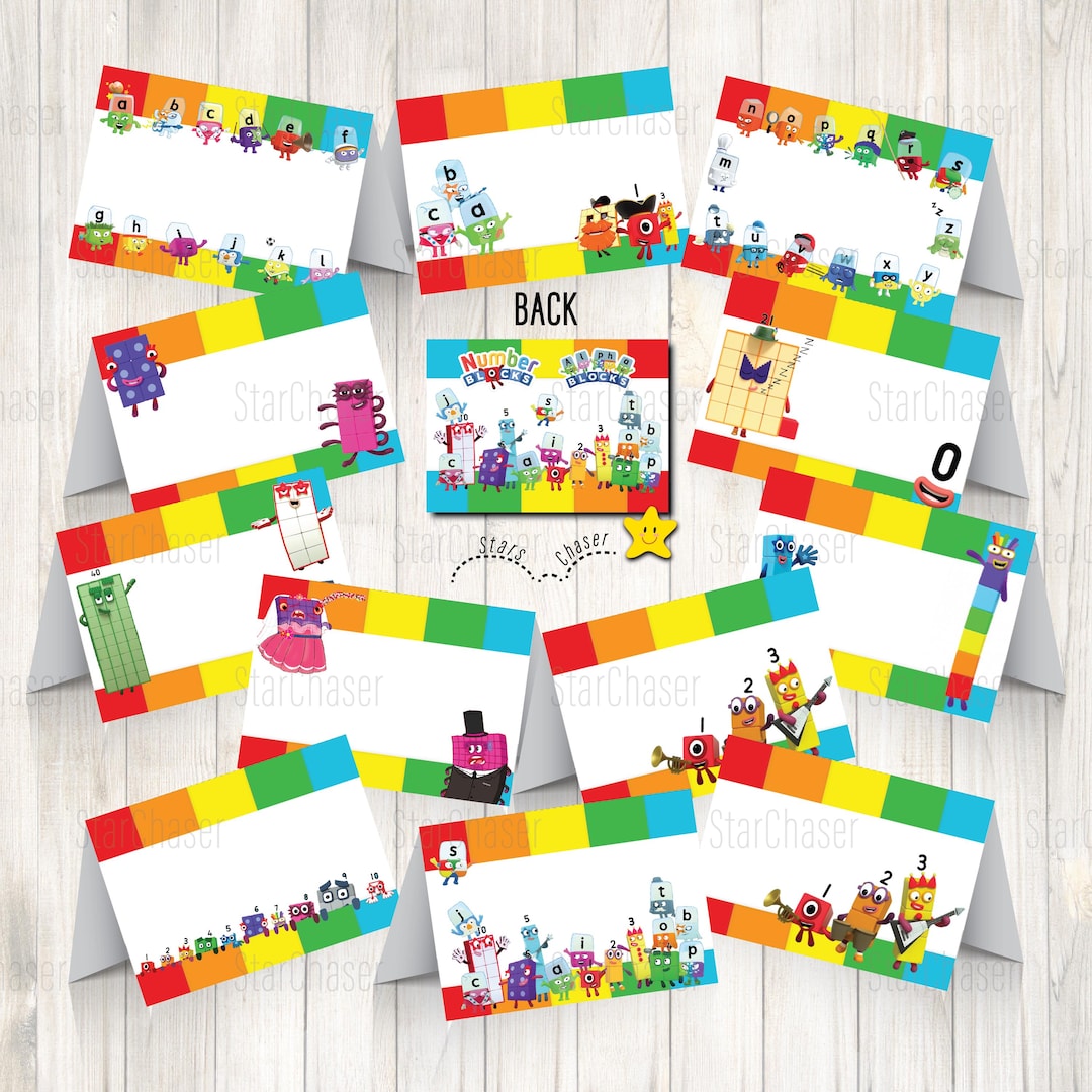 Digital Numberblocks Birthday Party Food Tent Cards. Labels Favor Tags ...